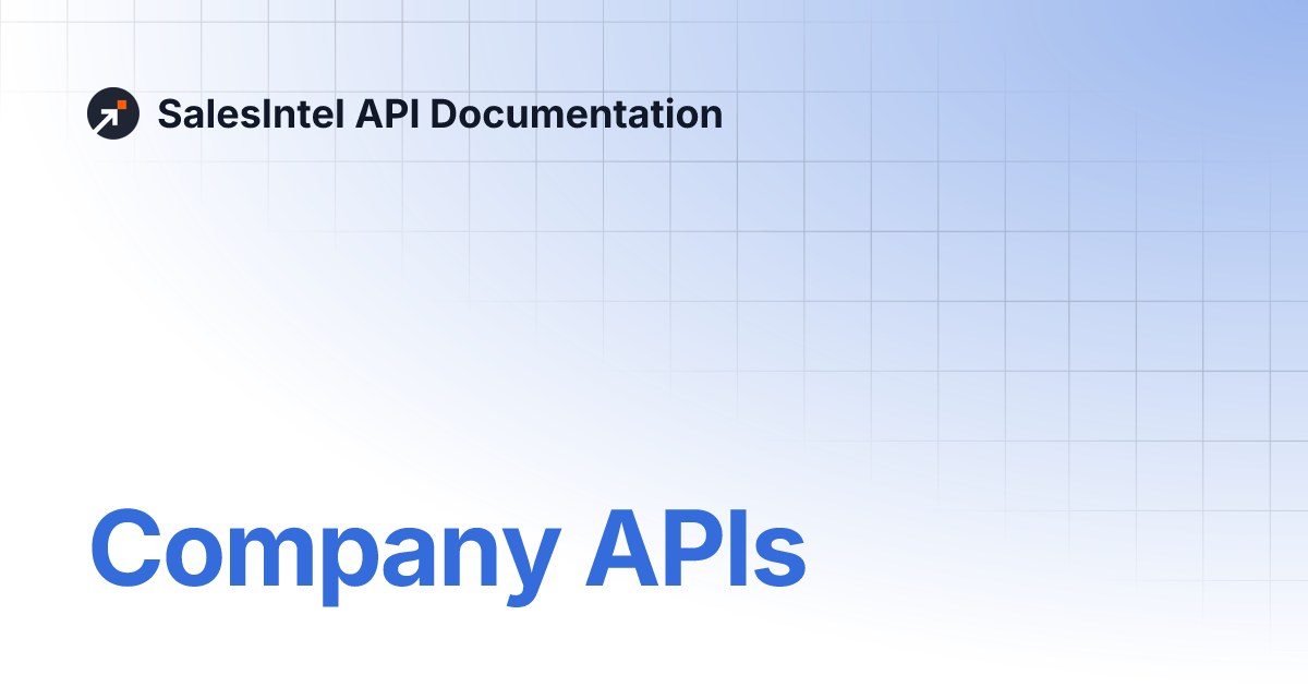 Company APIs | SalesIntel API Documentation