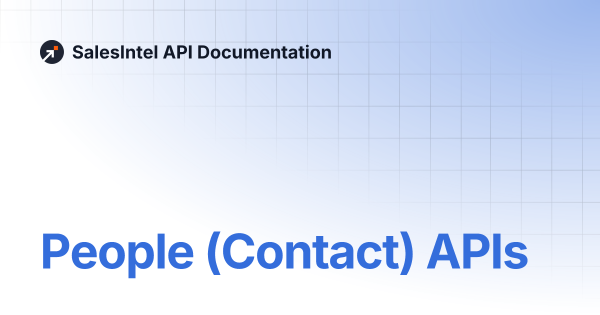 People (Contact) APIs | SalesIntel API Documentation
